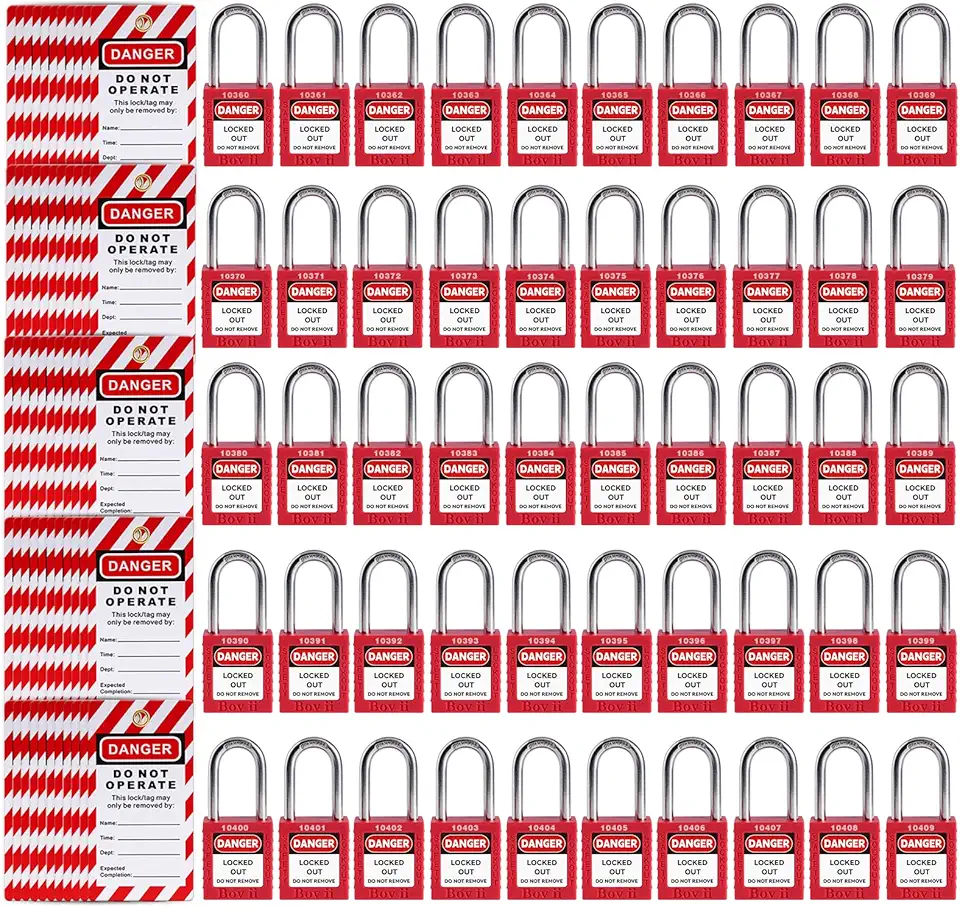 50 pcs Lockout Tagout Locks,2 Keys Per Lock,Keyed Different, with 50 ...