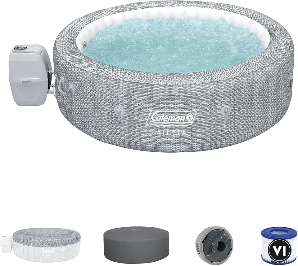 SaluSpa Sicily AirJet 7 Person Inflatable Hot Tub Round Portable ...