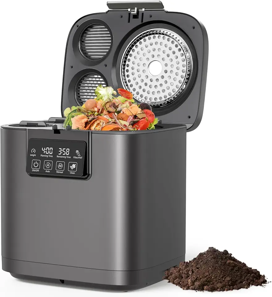 Electric Kitchen Composter, 4L Large Capacity Smart Indoor Compost Bin ...