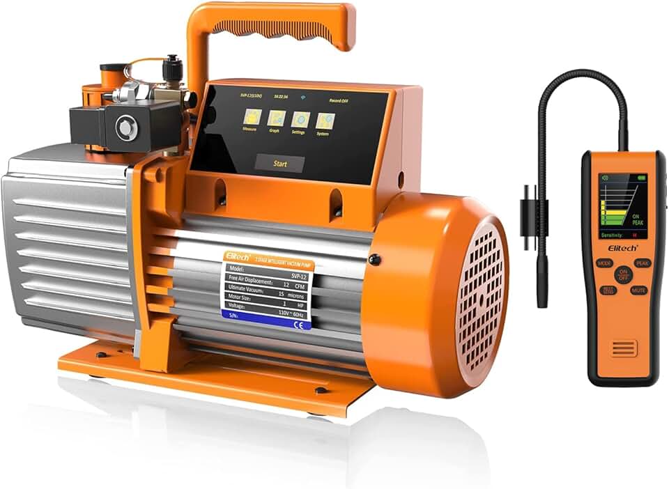 Elitech 12 CFM HVAC Vacuum Pump, Infrared & Heated Diode Sensors in 1 ...