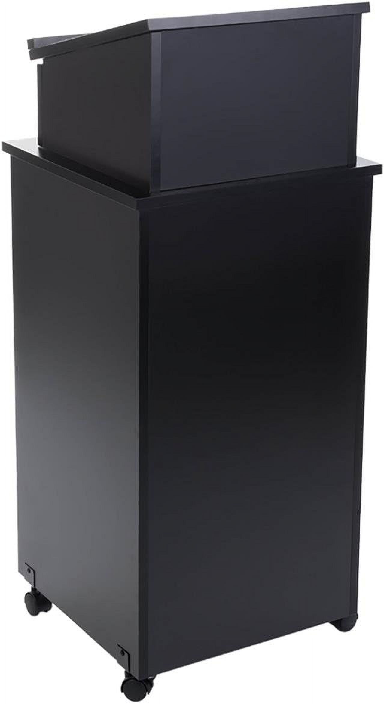 Black Speaker Lectern, Elevated Reading Surface, Enclosed Storage Area ...