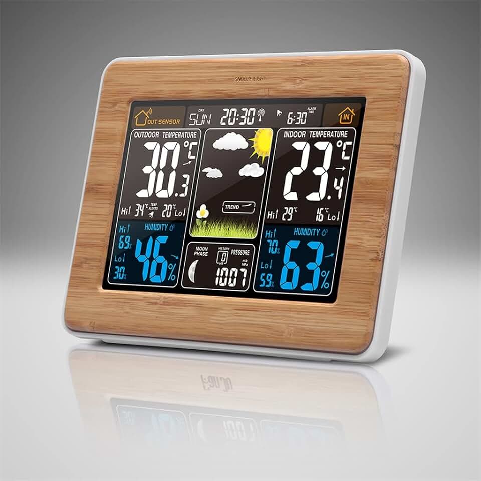 Weather Alarm Clock Forecast Temperature Moon Phase Snooze Lunar Phase ...