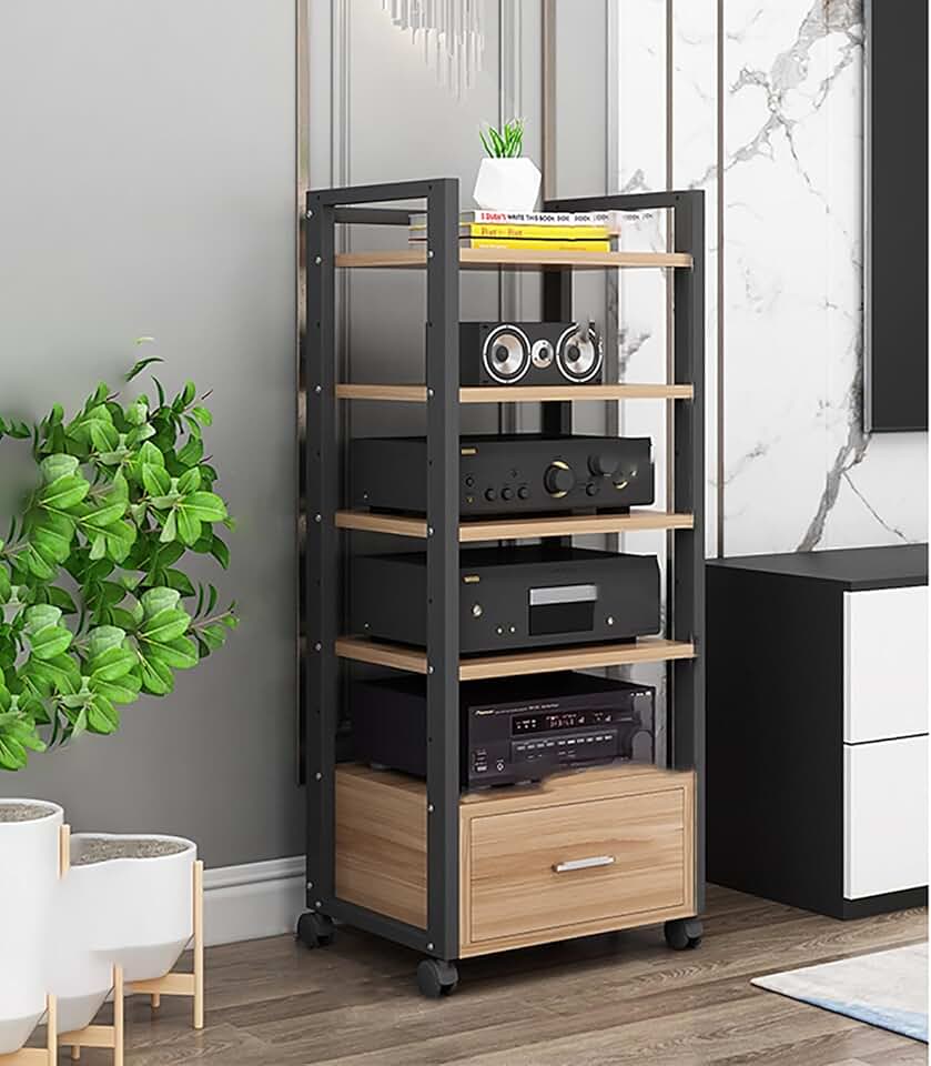 3/4/5 Tier Floor-Standing Audio Rack Media Stand with Universal Wheels ...