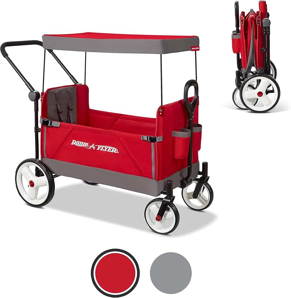Radio Flyer Convertible Stroll N Wagon with 5 Point Harnesses, Rear ...