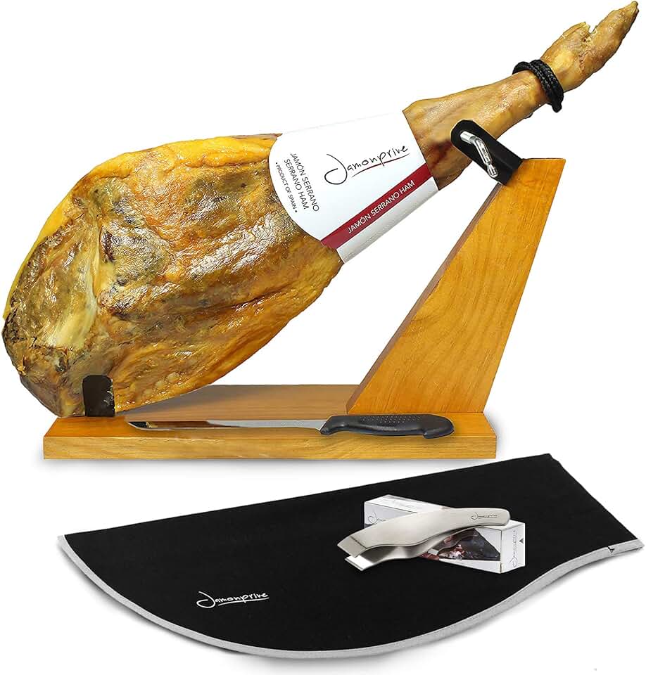 Serrano Ham Bone in from Spain 14.7-17 lb + Ham Stand + Knife + Ham ...