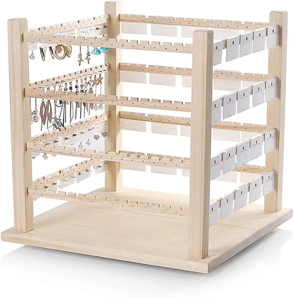 Solid Wood Earring Rack, Hanging Cardboard Earrings Storage Jewelry ...