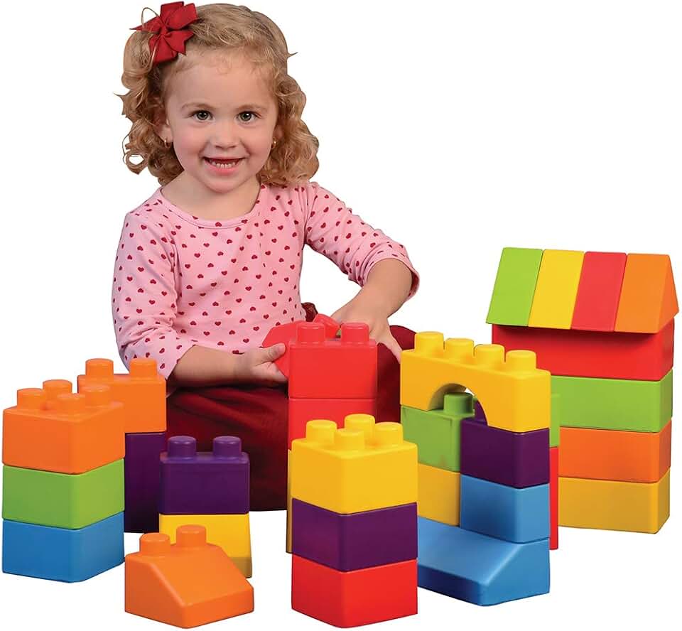 Constructive Playthings 72 pc. Interlocking Chubby Block Set in 6 ...