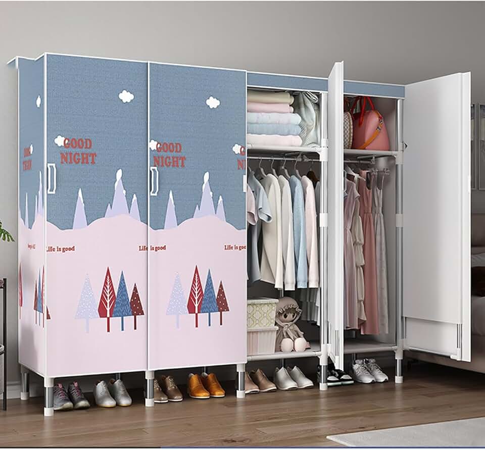 Portable Closet for Hanging Clothes Bedroom Canvas Wardrobe Closet with ...