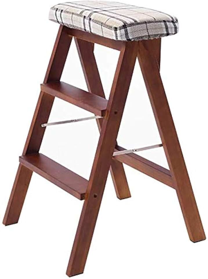 Stepladder Folding 3 Tread Stepstool Ladder Chair, Wood Stair Chair ...