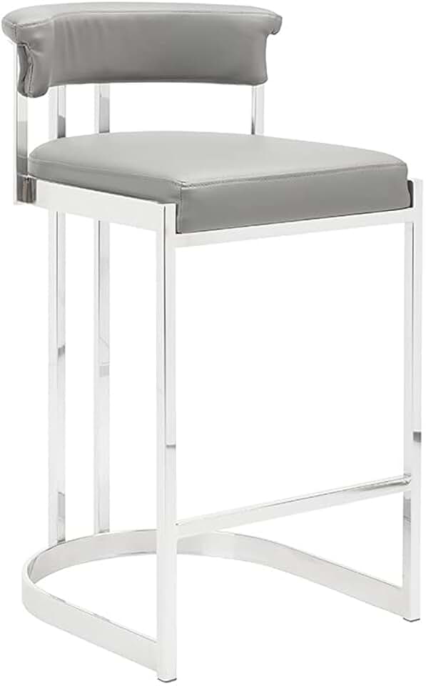 Zeus Counter Height Stool, Modern Industrial Barstool with Polished ...