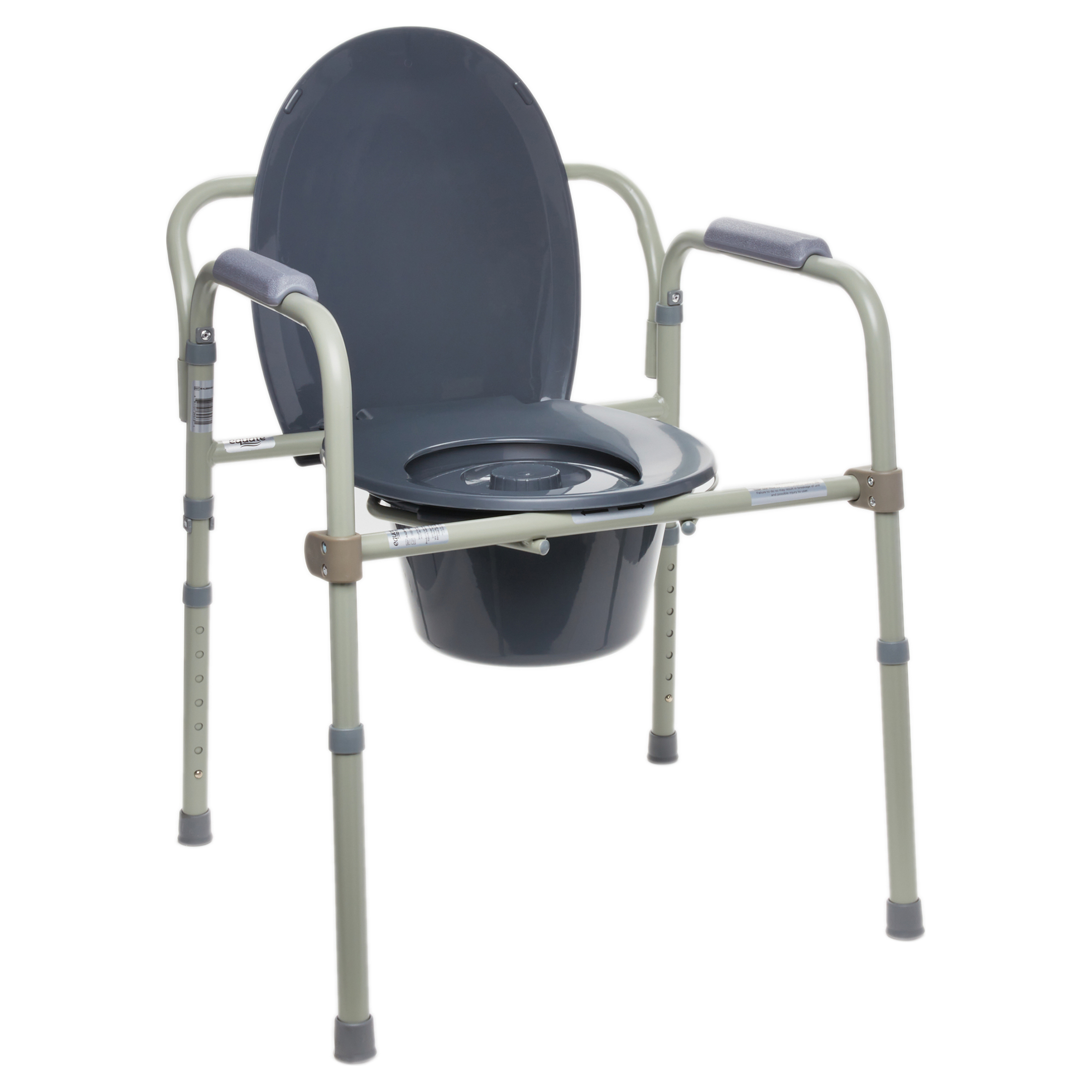 Equate Steel Foldable 3-in-1 Bedside Toilet Commode, 400 lb Weight ...