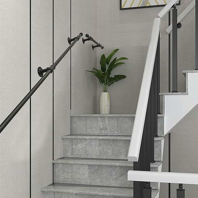 Hand Rails, Black Stairs Handrail Banister for Indoor Outdoor Steps ...