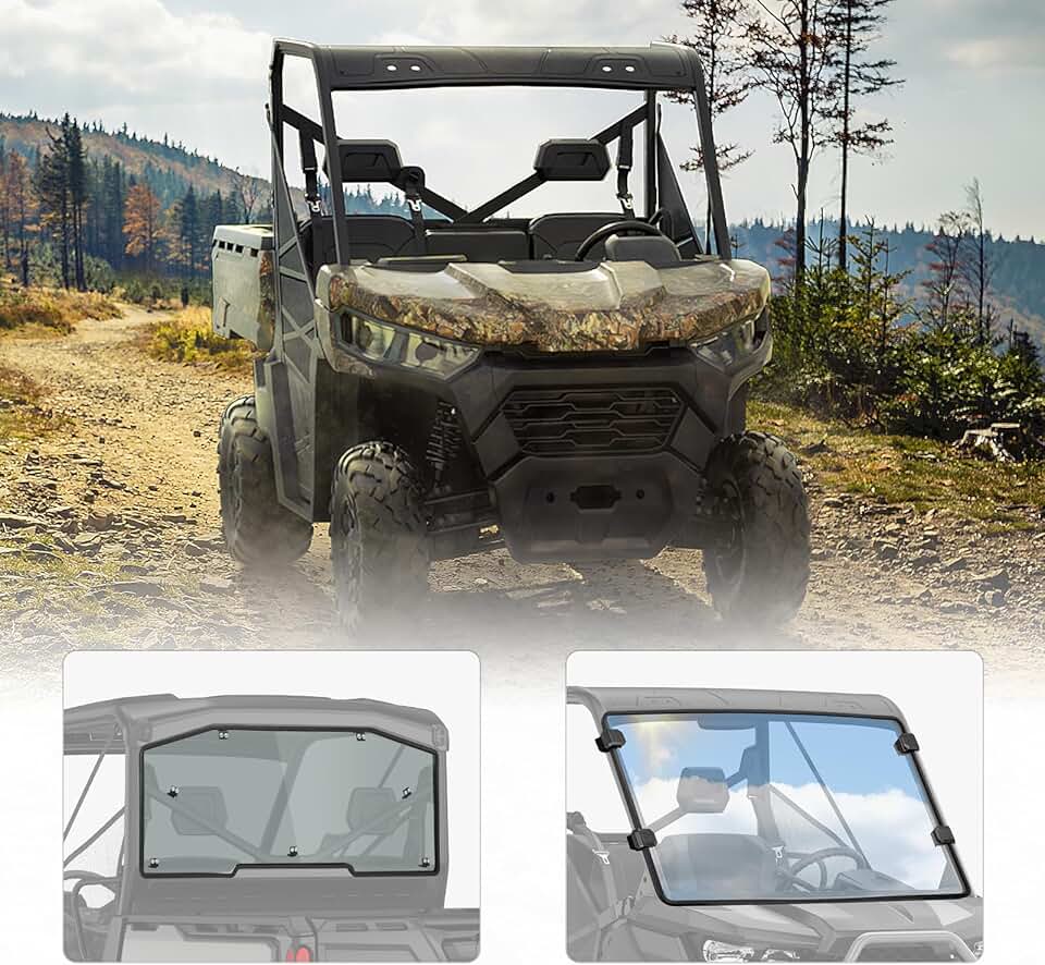 Kemimoto UTV Front Windshield & Rear Windshield SxS Wind Screen Full ...
