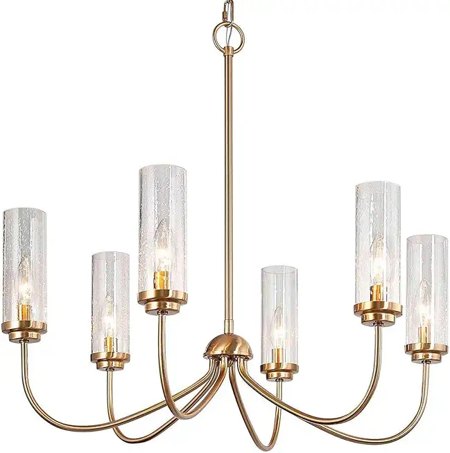 6-Light Farmhouse Chandelier, Modern Chandeliers Brushed Brass Lighting ...