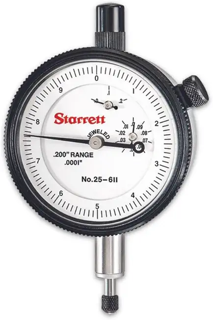 Starrett 25 Series Dial Indicator with Jewel Bearings and Lug-On-Center ...