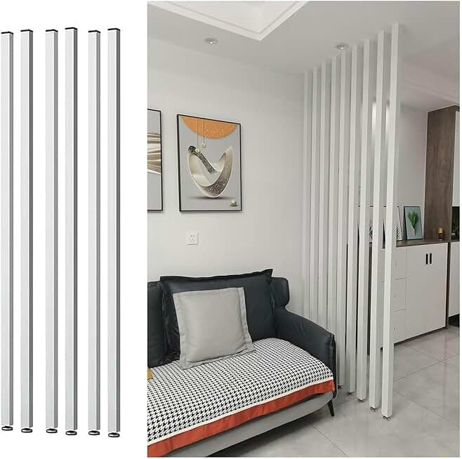6 Pack Wall Partition Room Divider Floor to Ceiling Wooden Slats ...
