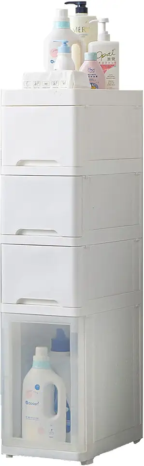 JATIBOSH Small Bathroom Storage Corner Floor Cabinet with Door and Drawers,Narrow Bathroom ...