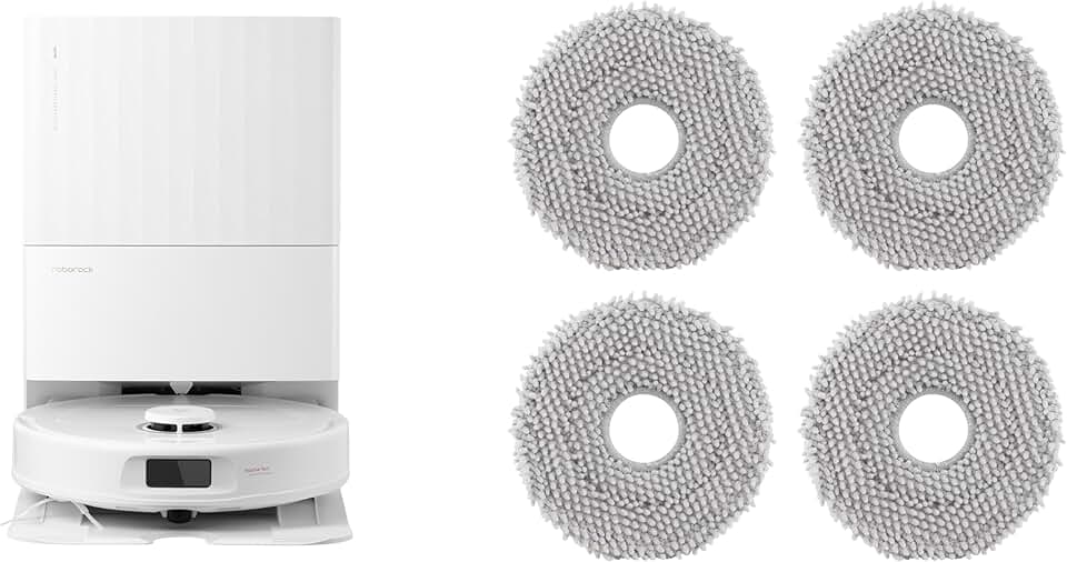 roborock Qrevo Pro Robot Vacuum and 4 Pack Microfiber Mop Cloths Bundle ...