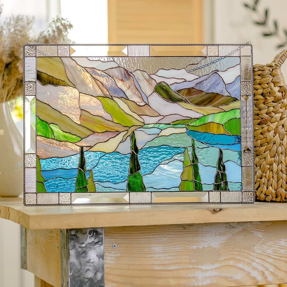Banff National Park Landscape Stained Glass Window Hanging Panel ...
