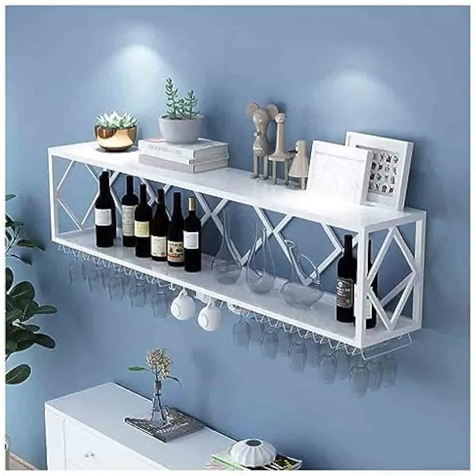 Bottle Rack Bar Unit Floating Shelves, Wall-Mounted Wine Racks Inverted ...