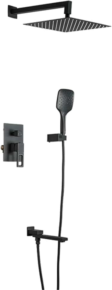Matte Black Rain Shower Suit, Concealed High Pressure Shower Combo Set ...
