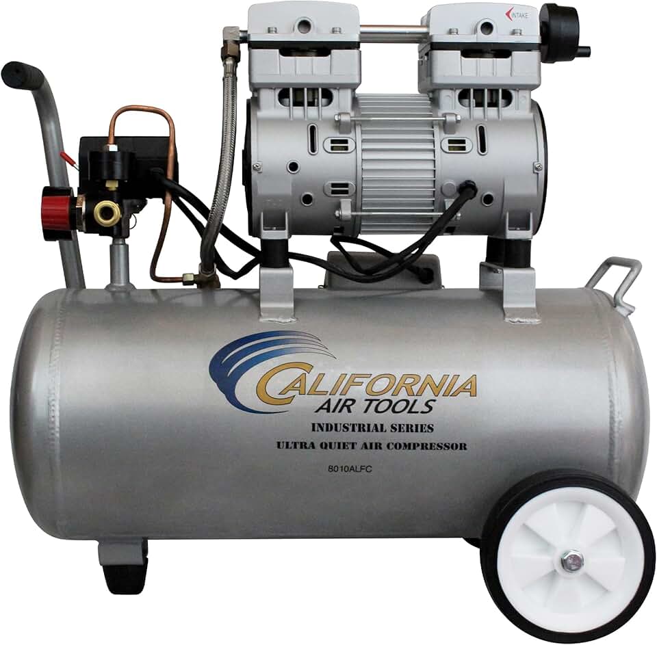 8010ALFC 1.0 HP Ultra Quiet and Oil-Free Air Compressor, 8 Gallon ...