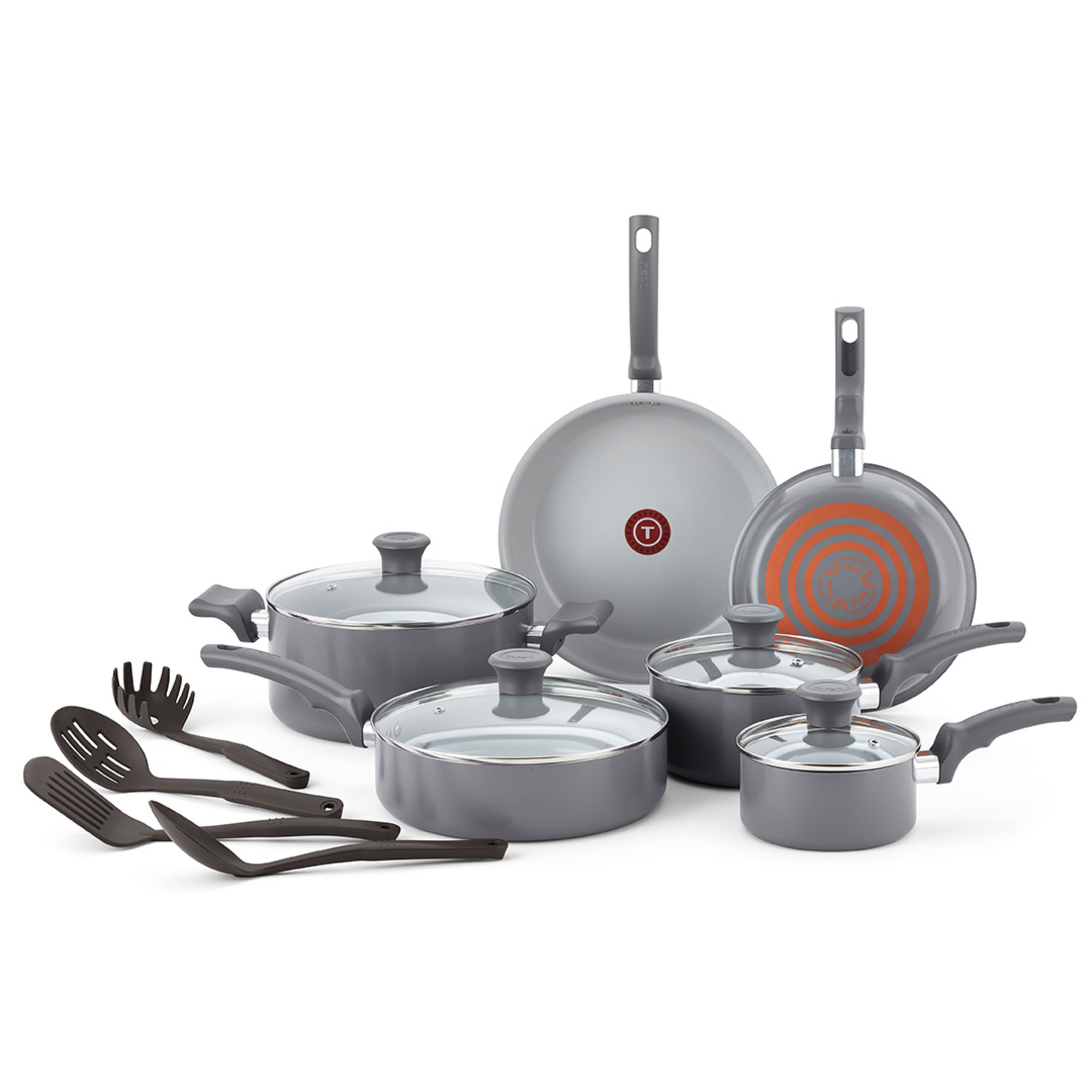 T-fal Fresh Ceramic Nonstick Cookware Set, Recycled Aluminum, 14 Piece ...