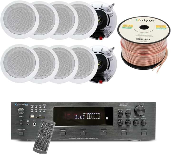 Vaiyer Home Audio System Kit, 6-Channel 6000 Watts Bluetooth Amplifier ...