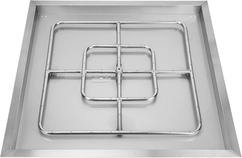 Onlyfire Square Stainless Steel Drop-in Fire Pit Burner Ring and Pan ...