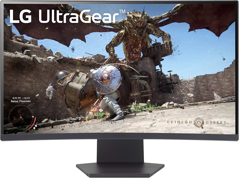 LG 27GS60QC-B Ultragear 27 inch QHD (2560x1440) 180Hz 1ms Curved Gaming ...