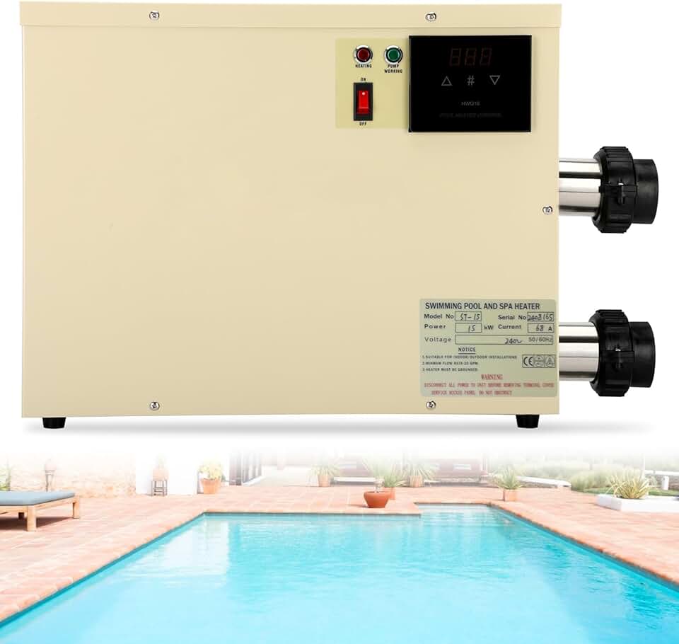 Pool Heater for Above Ground Pool 15KW 220V, Digital Touch Display ...