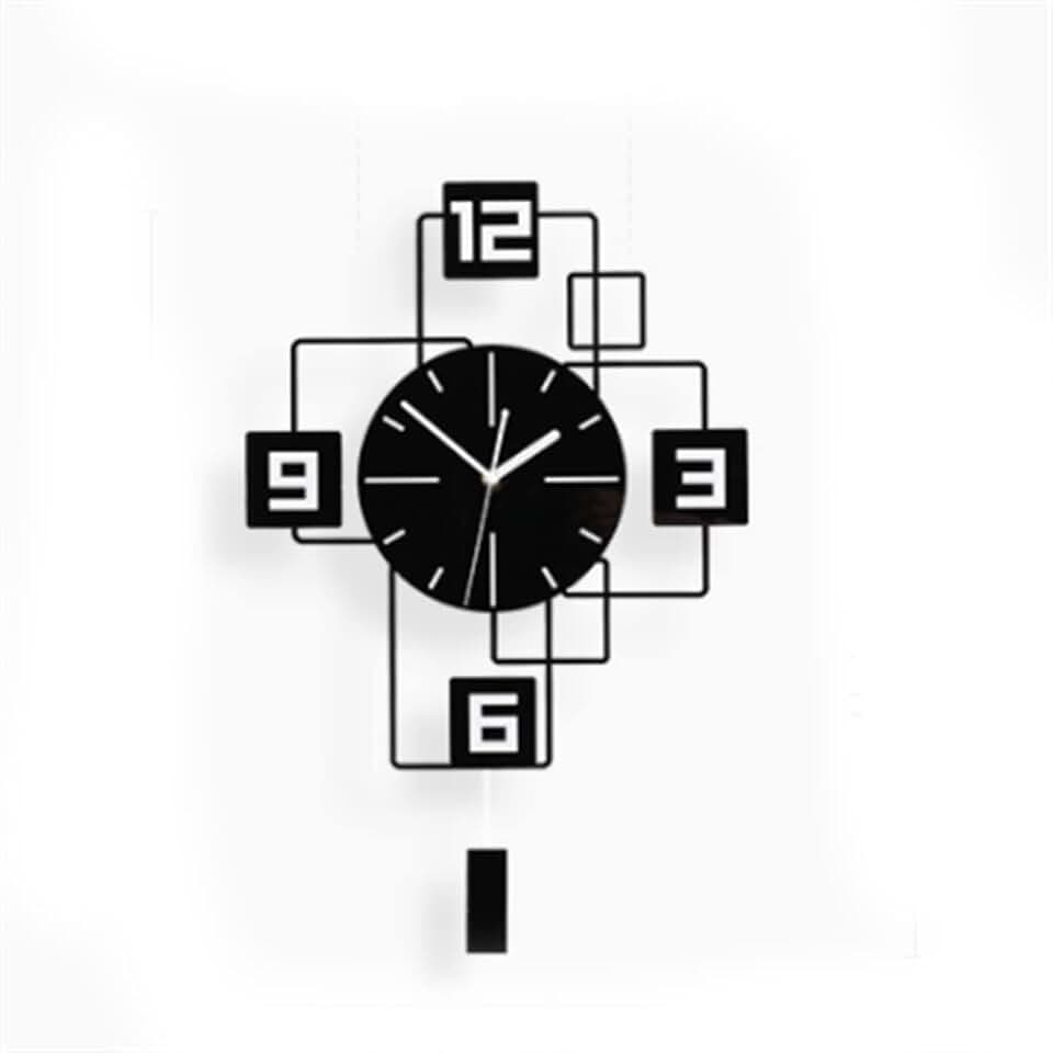 GYLXW Creative Wall Clock Square Hand Black Sticker Home Decoration ...