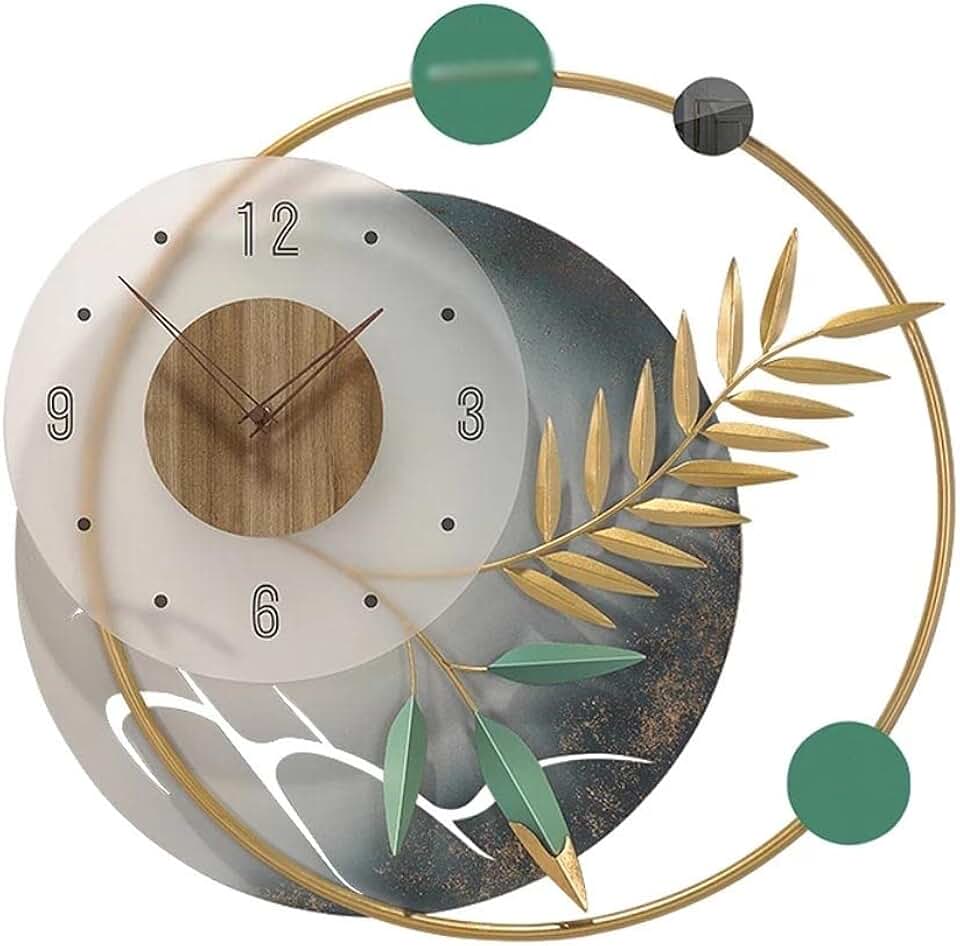 GYLXW Wrought Iron Leaf Wall Clocks Wall Stickers Hotel Lobby Wall Mural Decoration Home ...