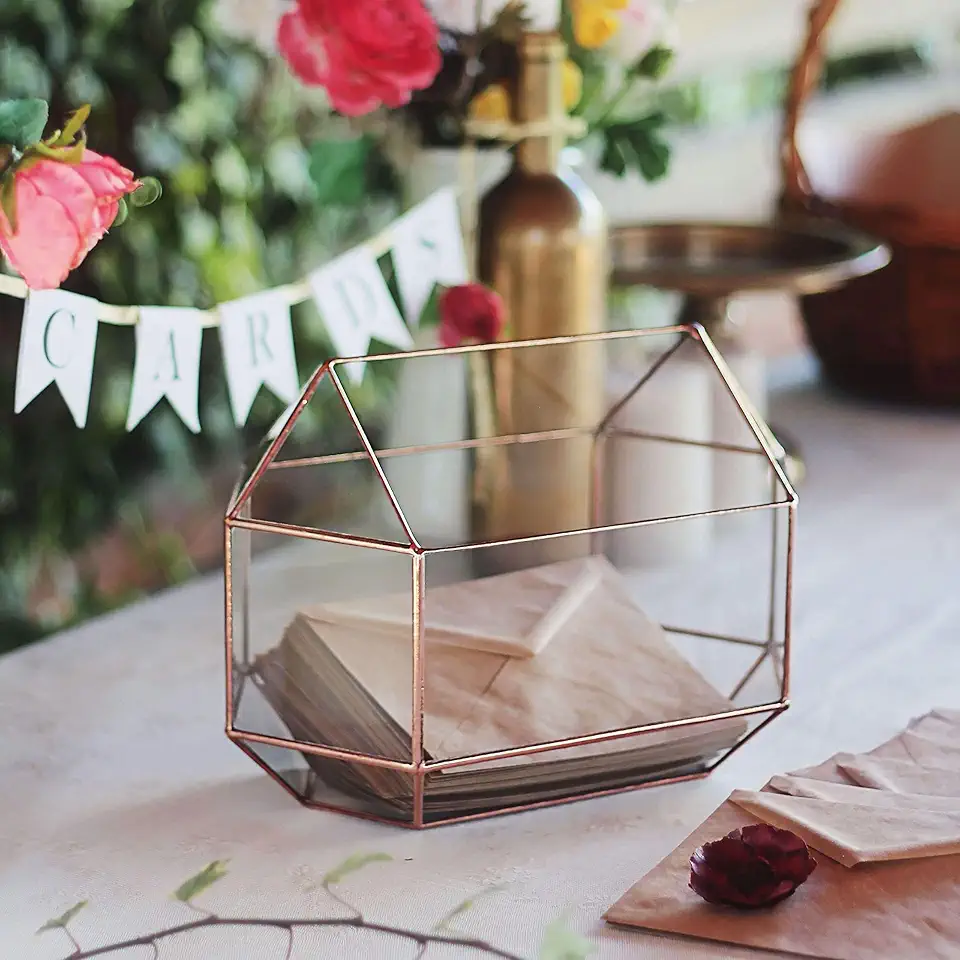 Clear Glass Wedding Card Box | Large Geometric Card Box | Wedding Gift ...