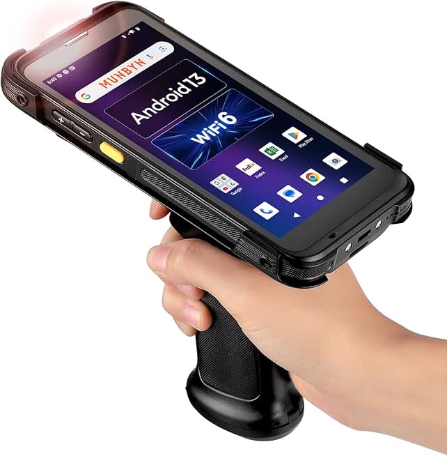MUNBYN 2024 New Android 13 Barcode Scanner with Pistol Grip, Wi-Fi 6 ...