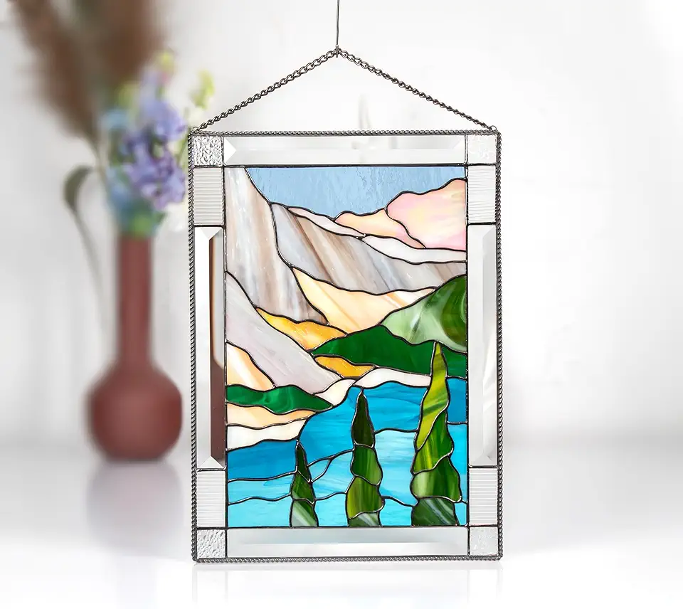 Banff National Park Landscape Stained Glass Window Hanging Panel ...
