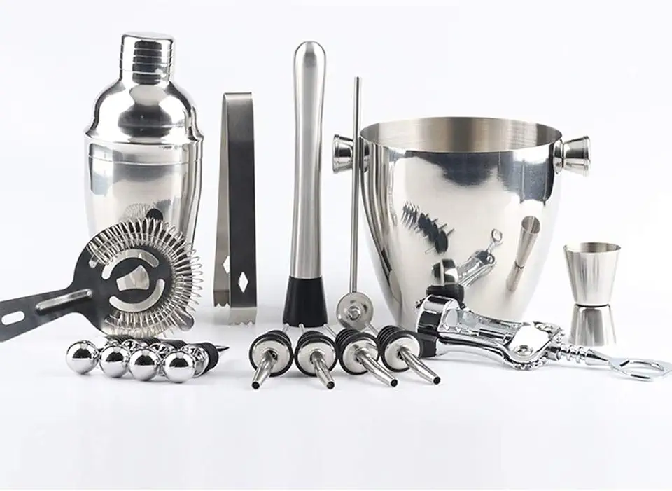 16PCS Set 750ml Stainless Steel Cocktail Shaker Mixer Drink Bartender ...