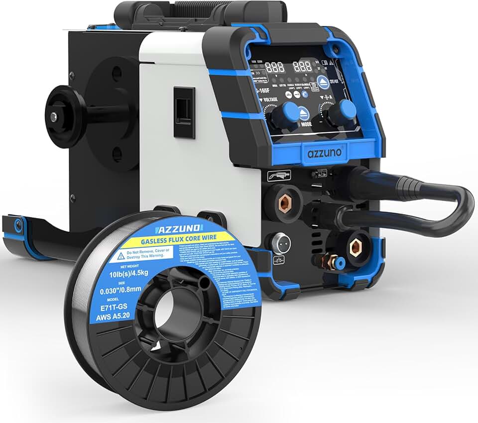 AZZUNO Aluminum 165A MIG Welder & .030" 10LBS Flux Core Welding Wire, 5-in-1 MIG Welding Machine ...
