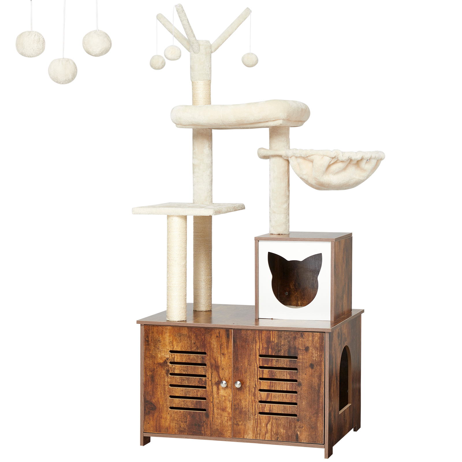 Kidlove 62 Inch Cat Tree with Litter Enclosure, Tall Cat Tower ...