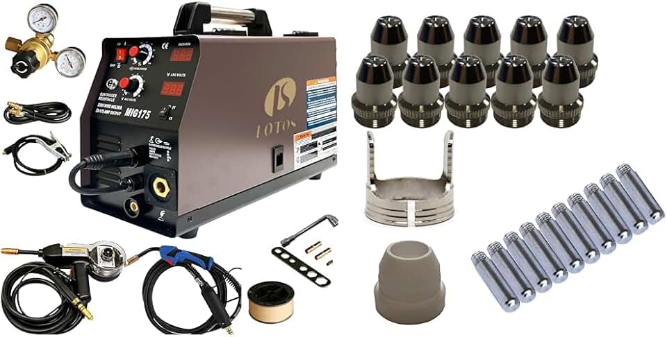 Lotos MIG175 175A Mig Welder with Aluminum Spool Gun, Auto MIG Synergistic Setting & PCS22 ...