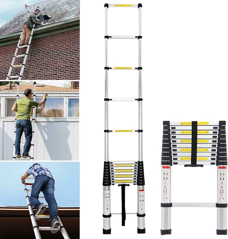 Telescoping Extension Ladder, 14.5FT Extendable Ladder Telescopic ...