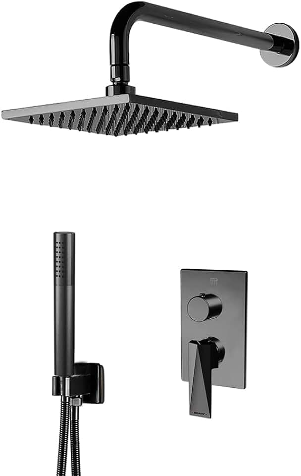 Bravat Wall Mounted Square Shower Set With Valve Mixer 2-way Concealed ...