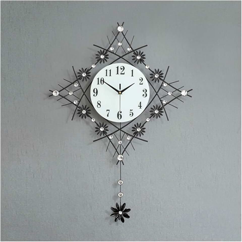 Swing Wall Clock, Creative Metal Wall Clock, Punch-Free Quartz Mute ...