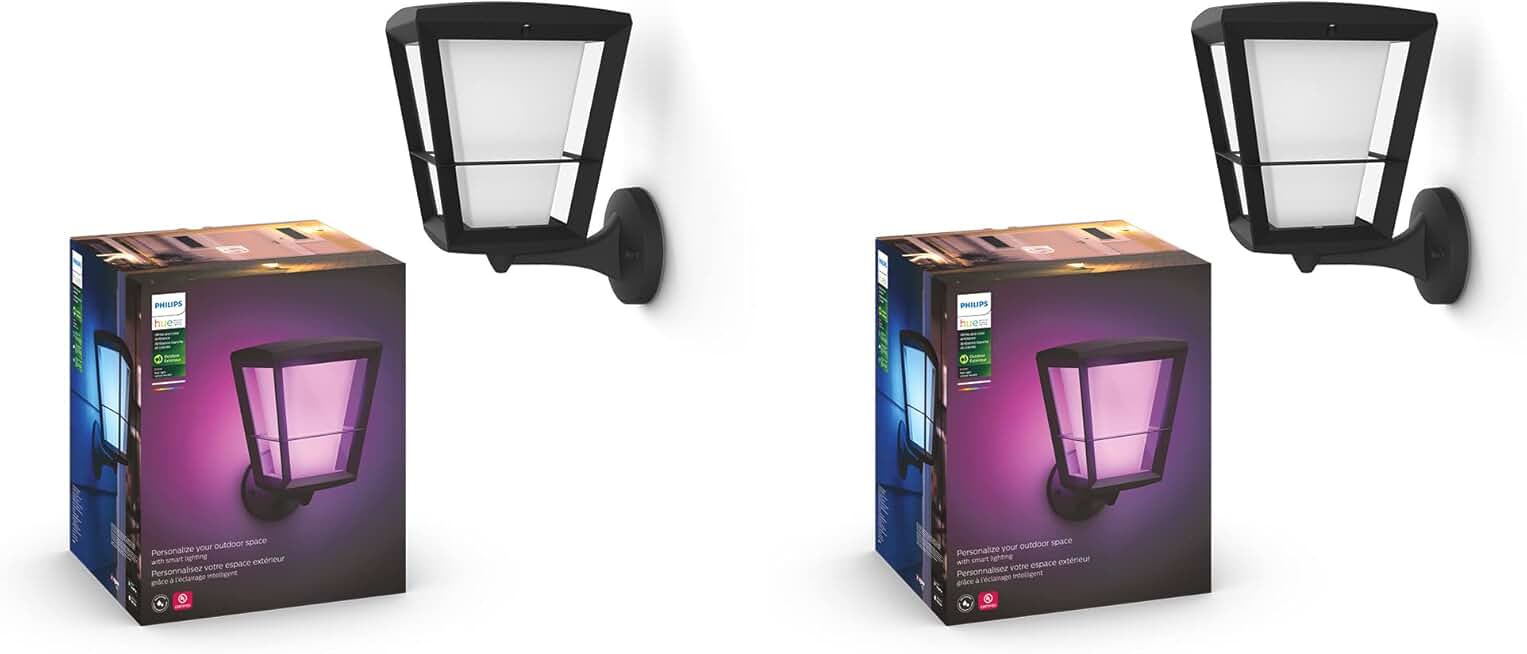 Philips Hue Econic Up Outdoor Smart Wall Light, Black - E26 White and ...
