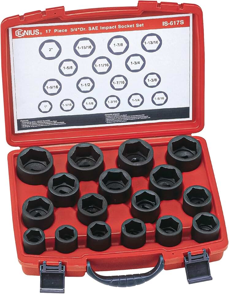 Genius Tools 17 Piece 3/4" Dr. SAE Impact Socket Set IS-617S - Costco ...