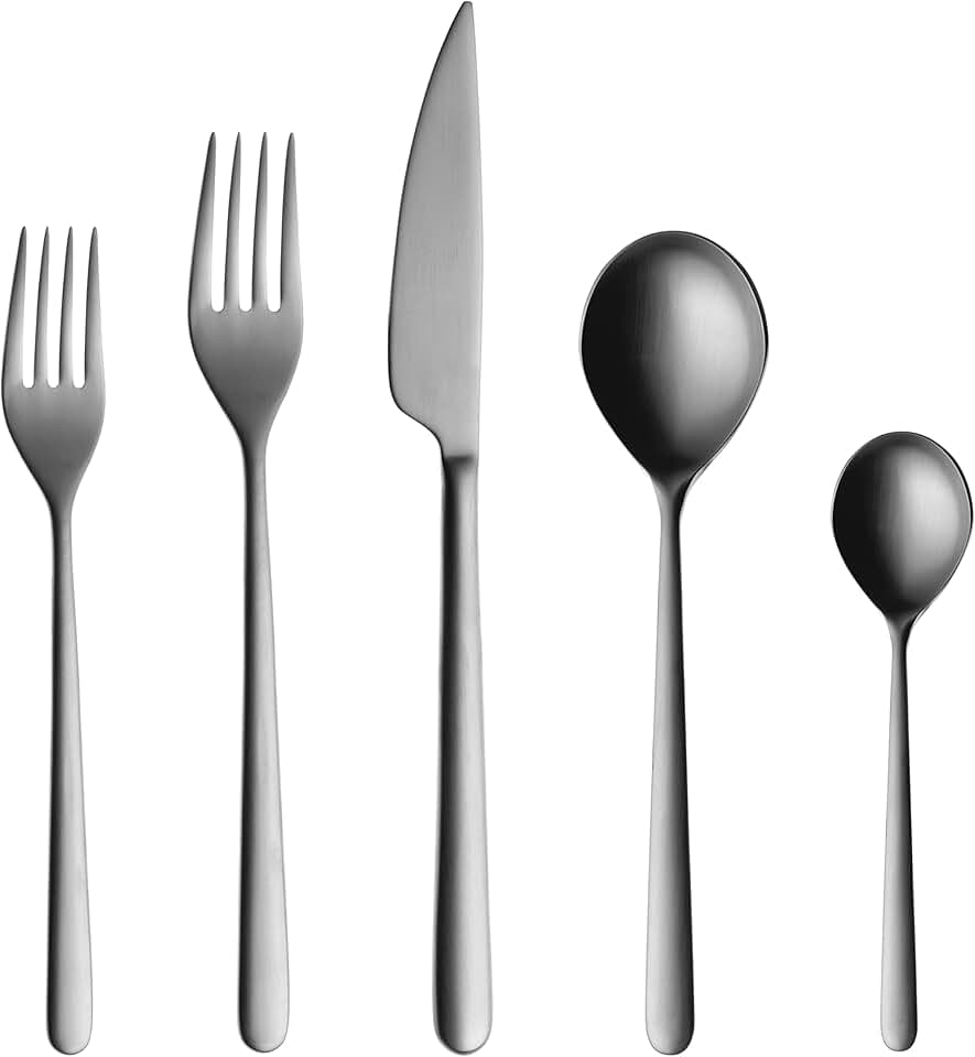 Mepra Linea Ice Cutlery Set – [20 Pieces Set] Brushed Stainless-Steel ...