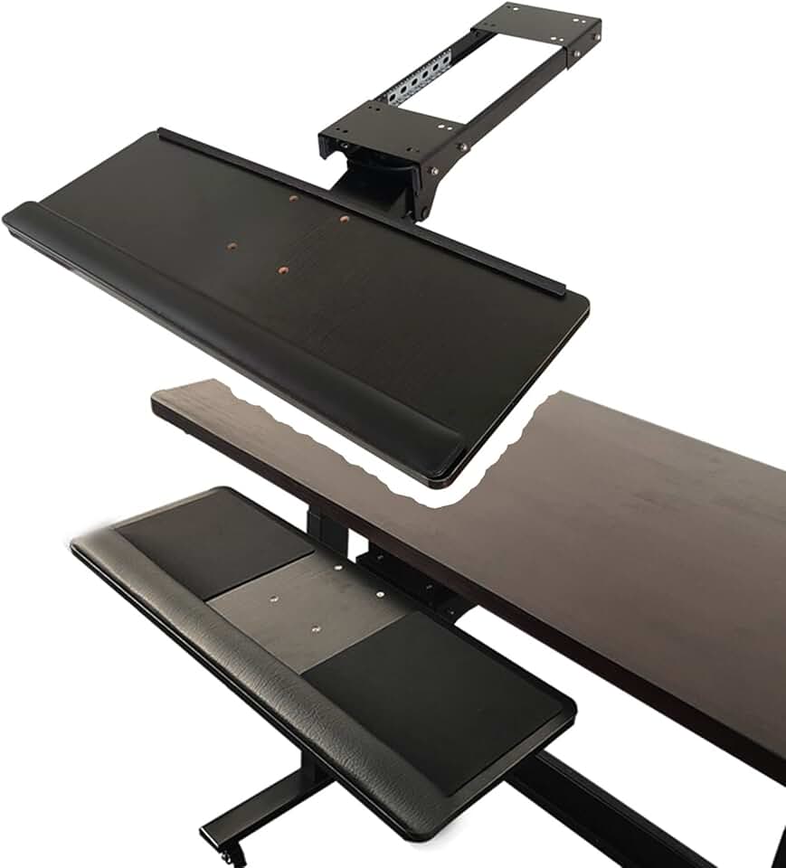 Ergonomic Underdesk Wooden Keyboard Tray Sliding Shelf Support - Height ...