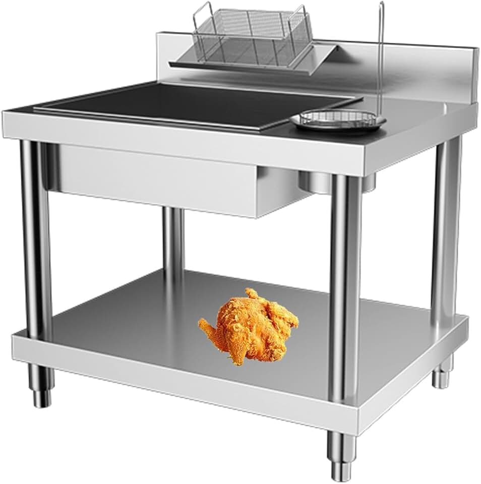 Breading Table Fried chicken breading station, Stainless Steel Kitchen ...