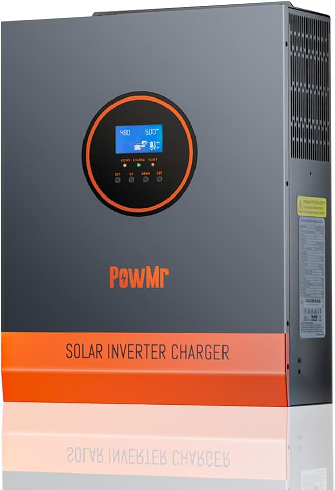 PowMr Solar Hybrid Inverter 3000W 24VDC to 110VAC, 3KW Off-Grid Hybrid Inverter with 80A MPPT ...