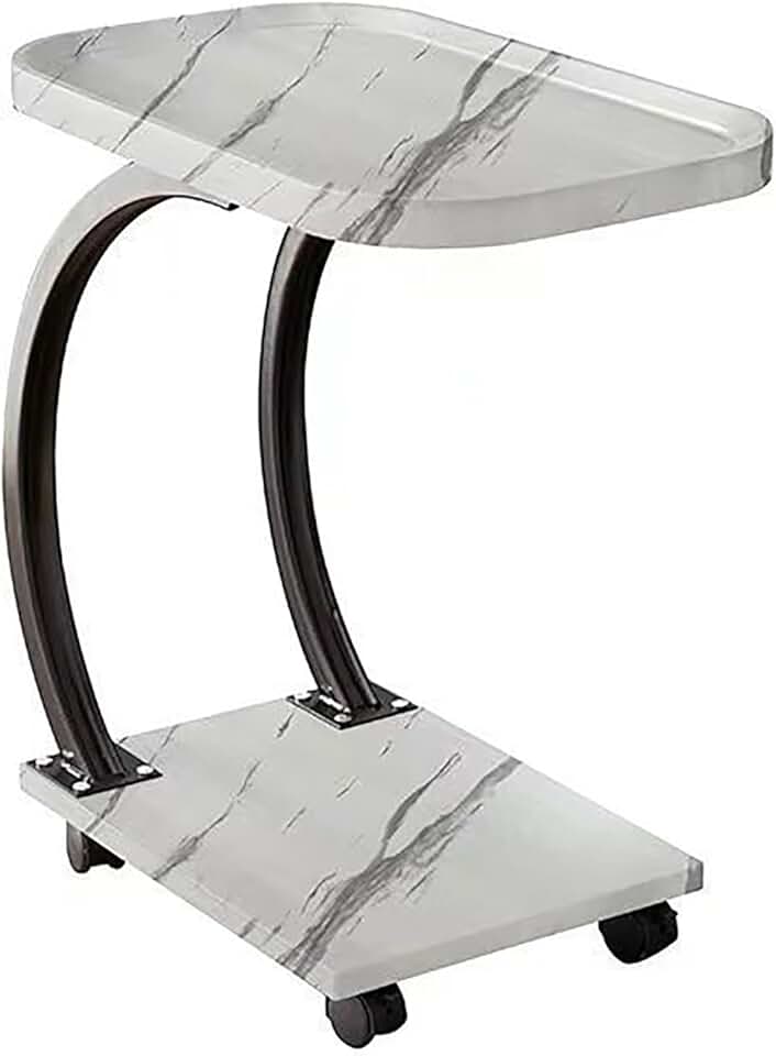 Wooden Nightstand Bedside Table with Casters, Metal Bracket End Table ...